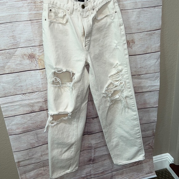 BDG | Jeans | Bdg Urban Outfitters Highrise Baggy Distressed Cream ...